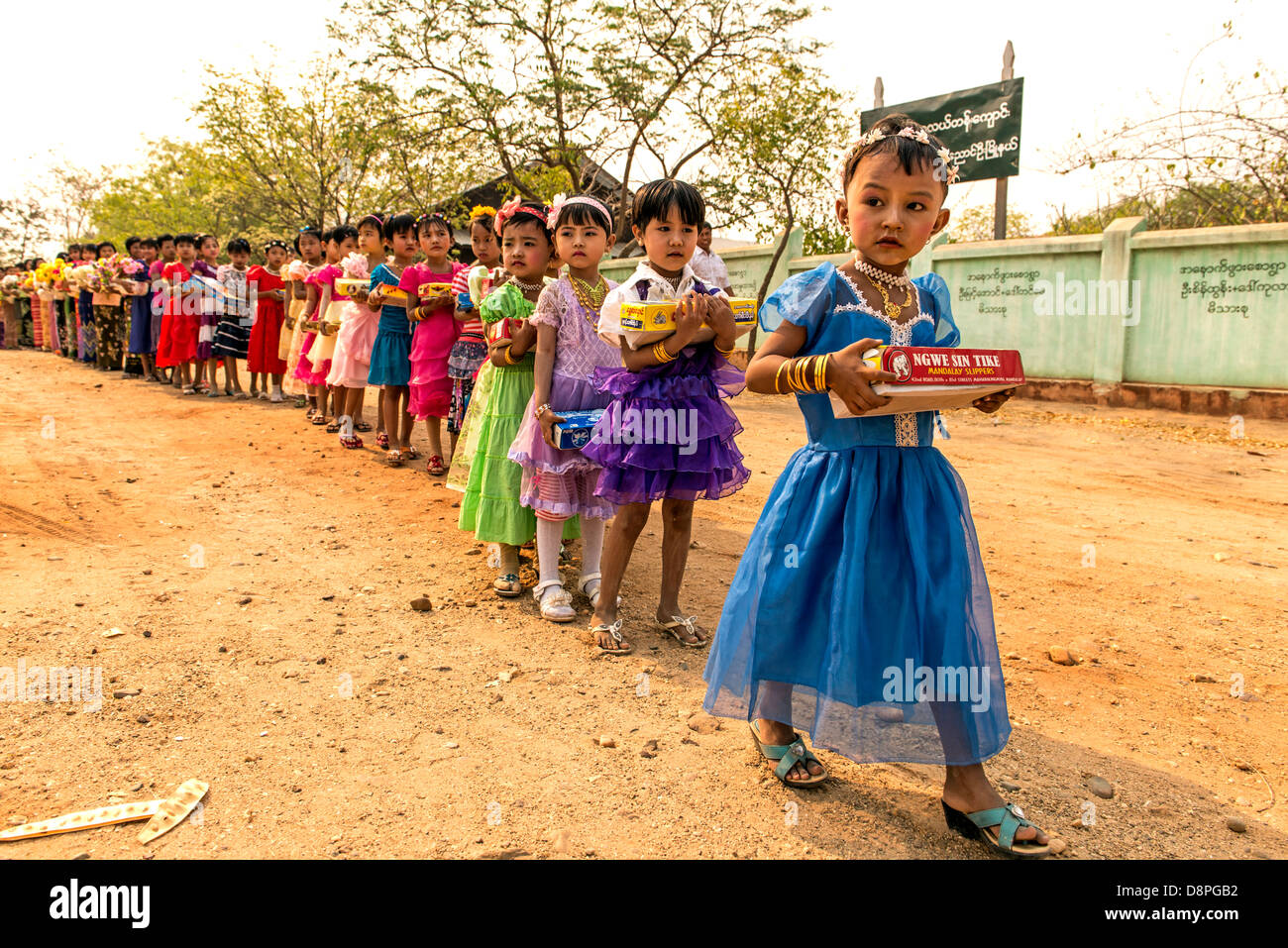 Buddhist monk initiation ceremony in a village near Bagan Burma Myanmar ...