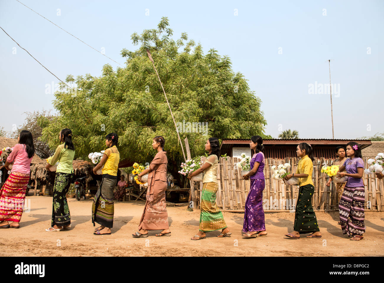 Buddhist monk initiation ceremony in a village near Bagan Burma Myanmar ...