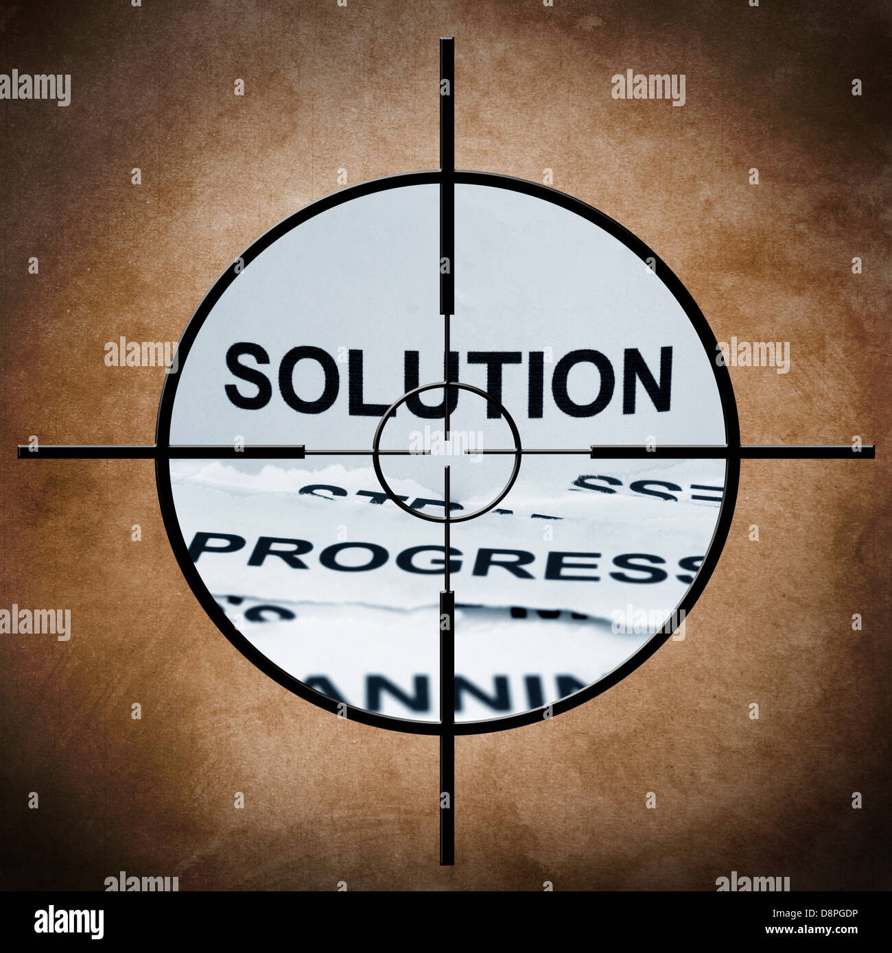 Solution text on target Stock Photo - Alamy