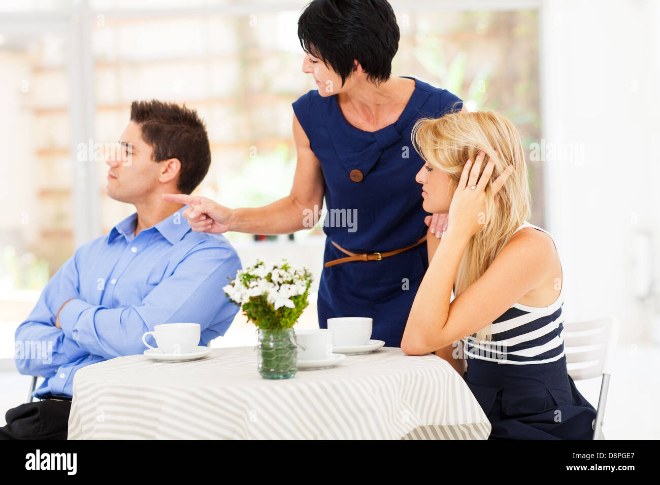 mother pointing finger at son-in-law as she took daughter's side when ...