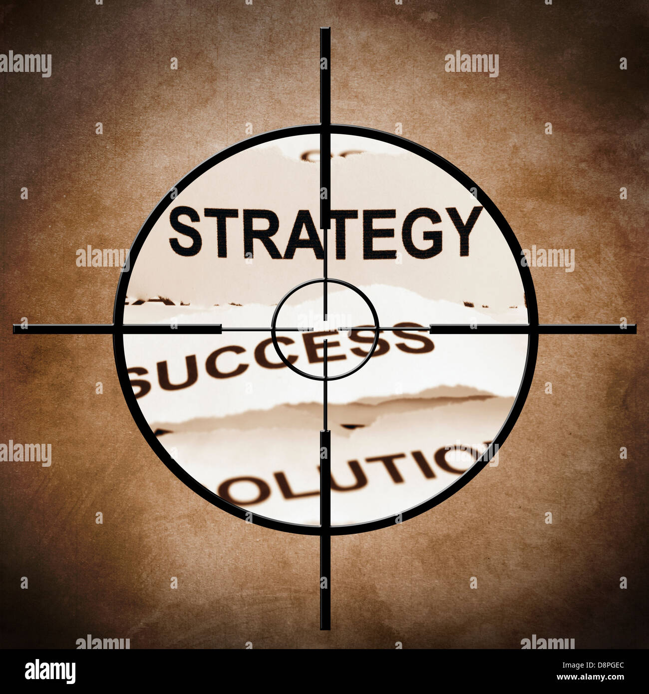 Strategy text on target Stock Photo - Alamy