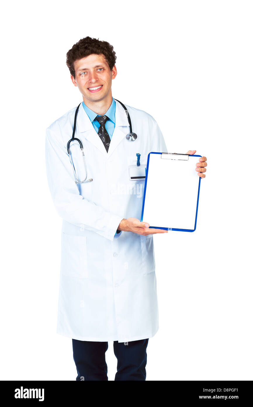 Male doctor smiling holding copy hi-res stock photography and images ...
