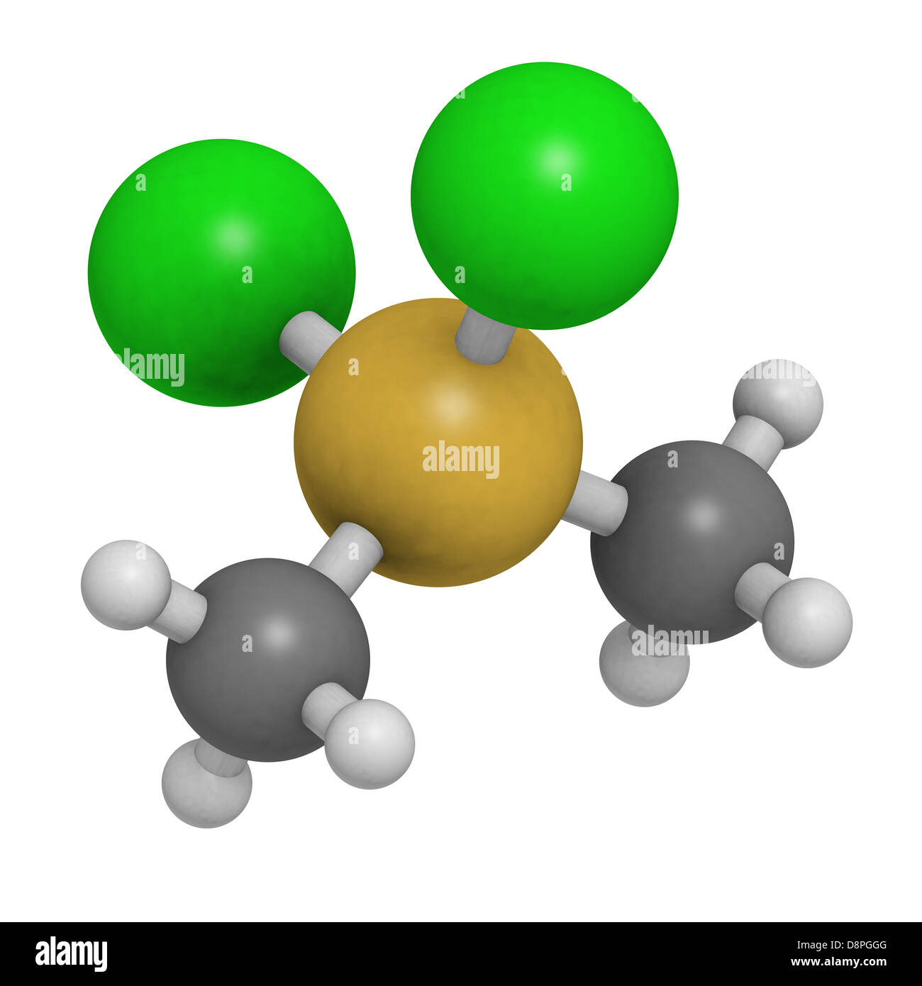 Dimethyldichlorosilane molecule, the precursor of polydimethylsiloxane ...