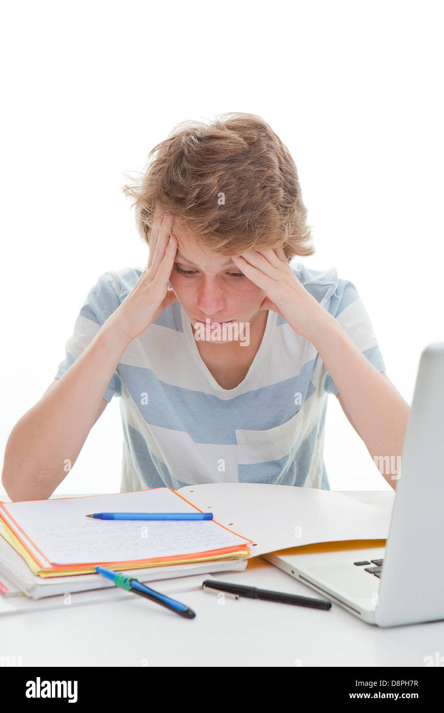stressed child student studying homework Stock Photo - Alamy
