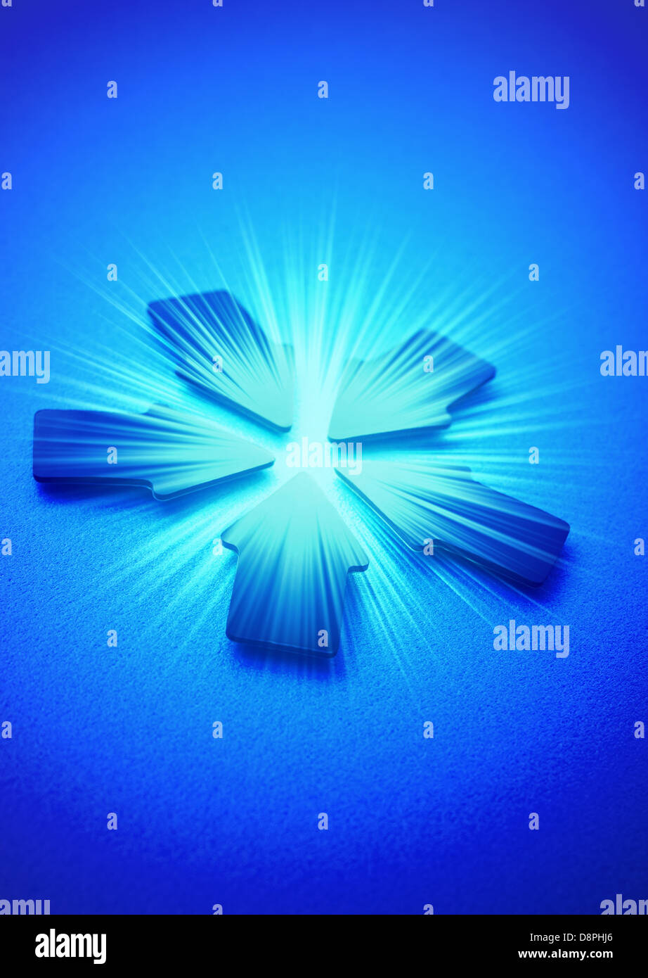 Arrows pointing to center Stock Photo - Alamy