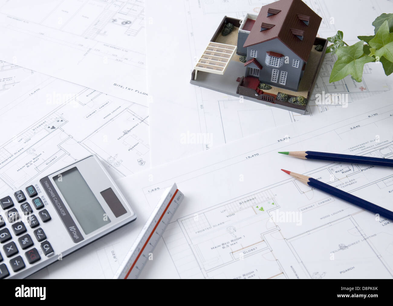 Architectural drawing and an architectural model Stock Photo - Alamy