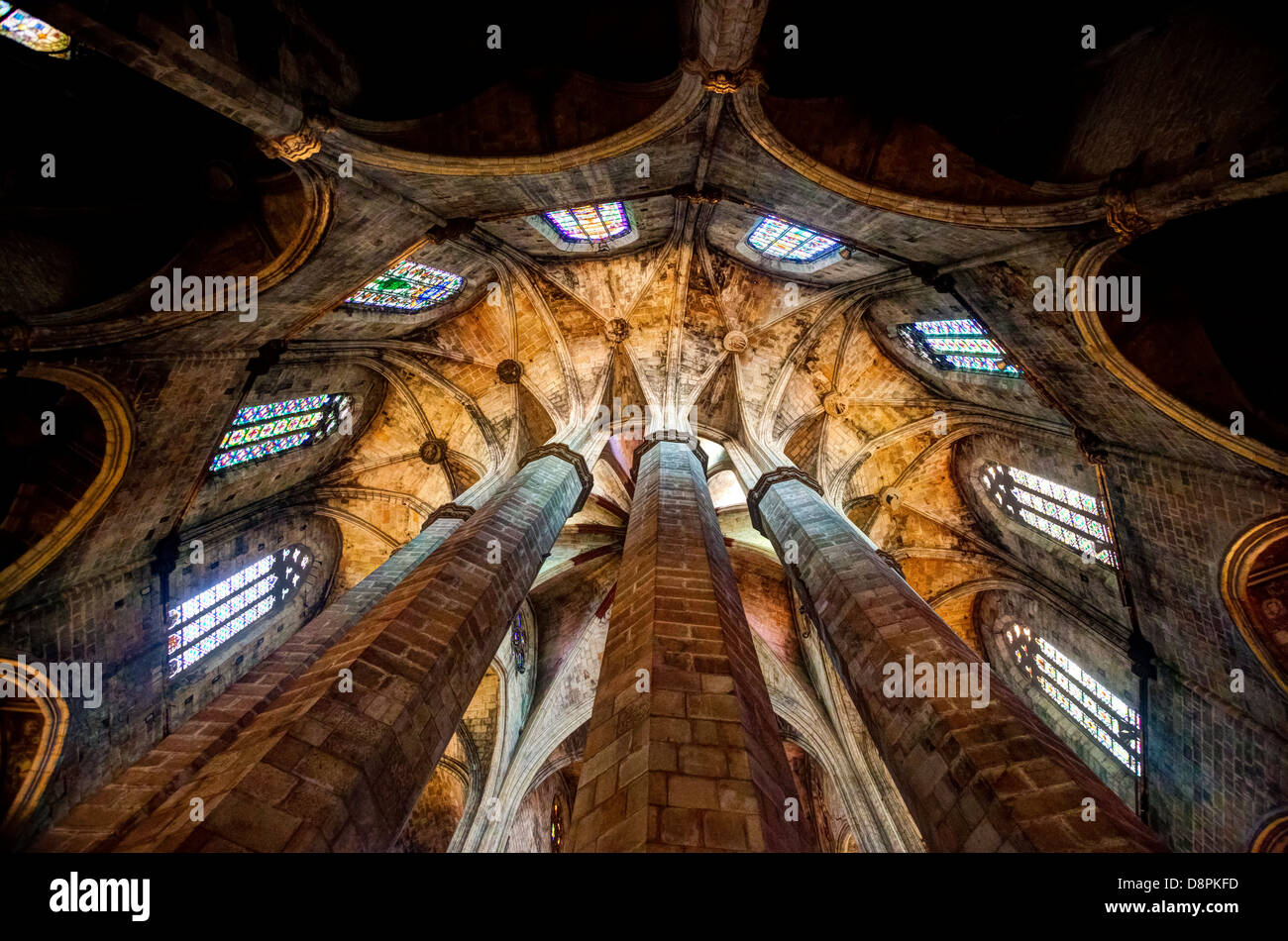 Low angle interior view of the Santa Maria Del Mar church Stock Photo ...