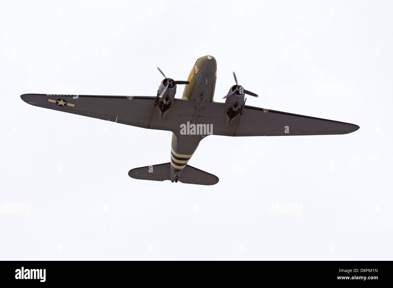 Vintage Army C47 Plane Flying Stock Photo - Alamy