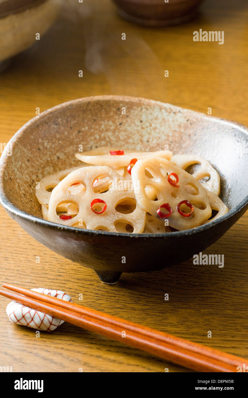 Sauteed lotus root Stock Photo - Alamy