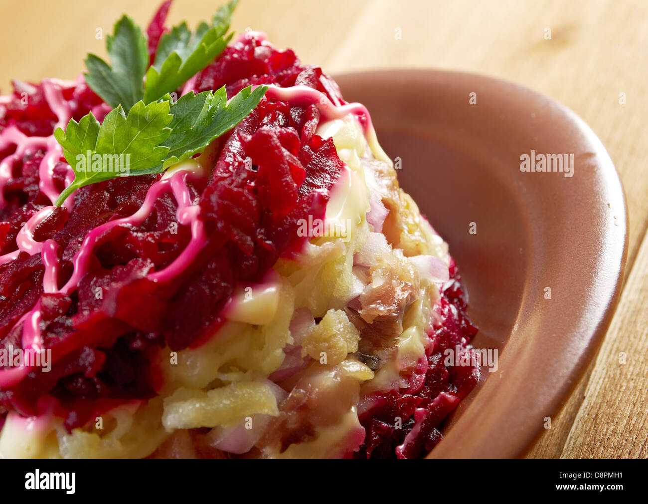 traditional russian salad with salted herring and beet -Selyodka Pod ...