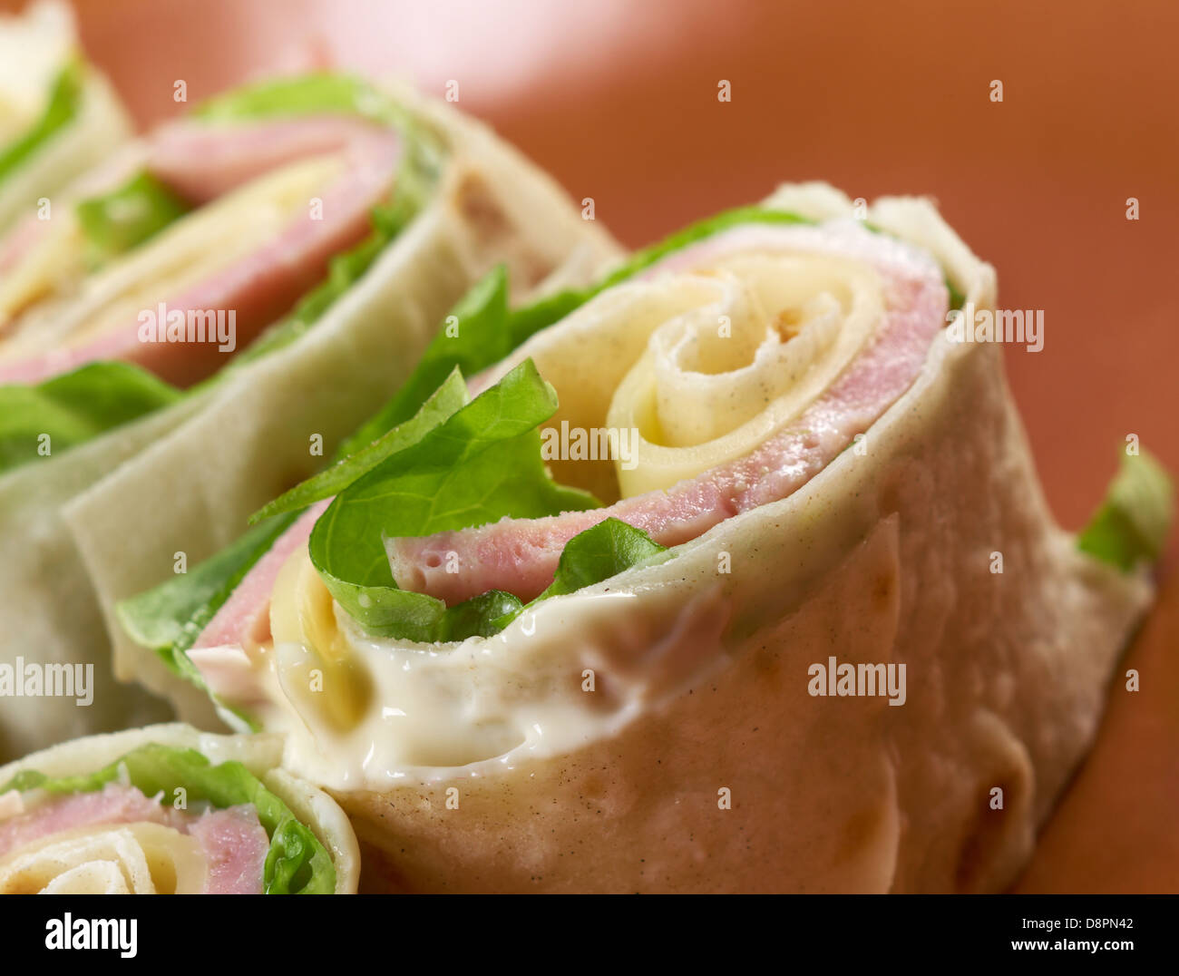 healthy club sandwich pita bread roll with cheese,ham,parsley Stock ...