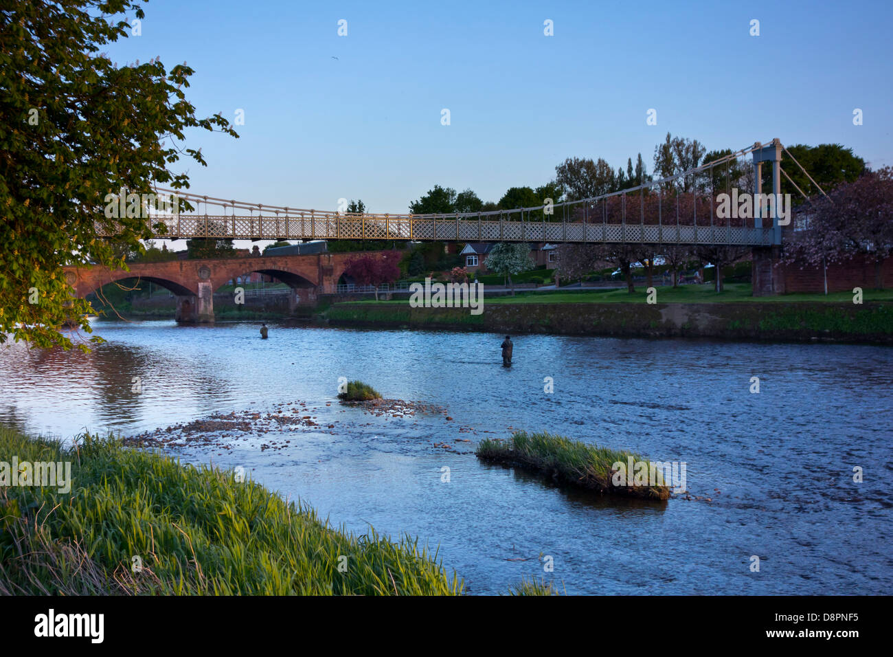River Nith Dumfries town with fly fisherman Stock Photo - Alamy