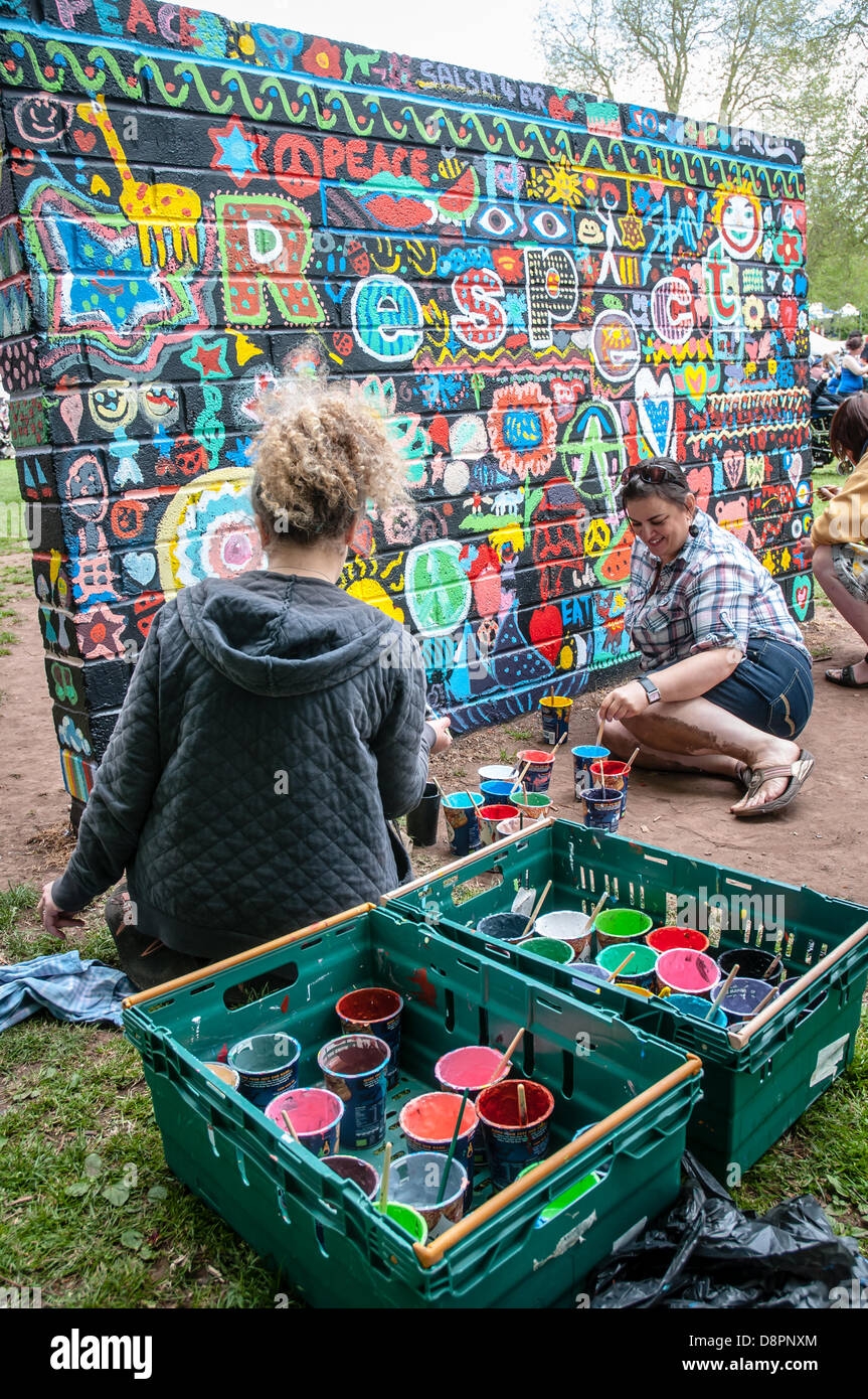 Respect mural being painted on the wall on day 2 of the Exeter Respect ...