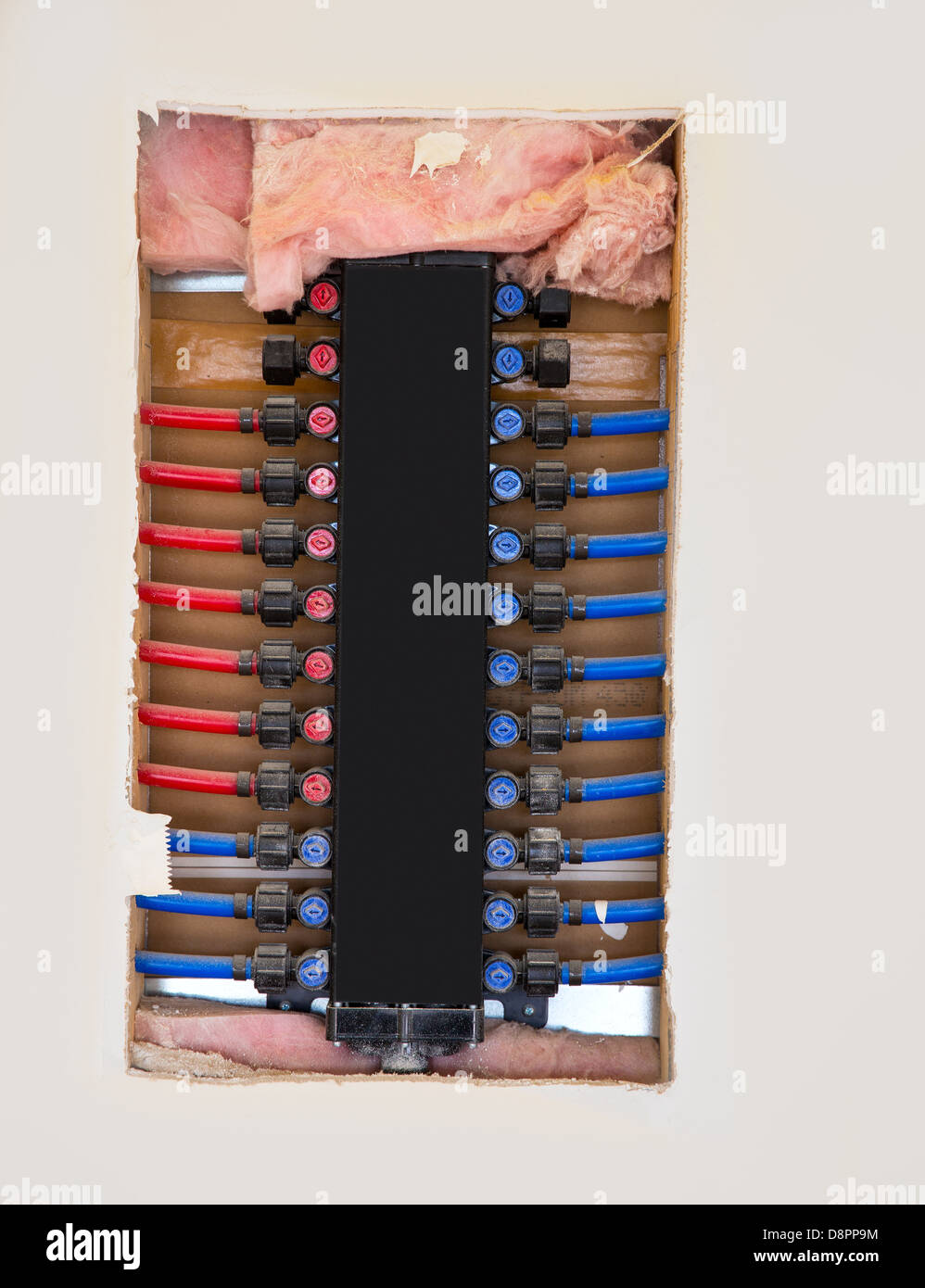 plumbing manifold system PEX tubing for house water distribution Stock ...