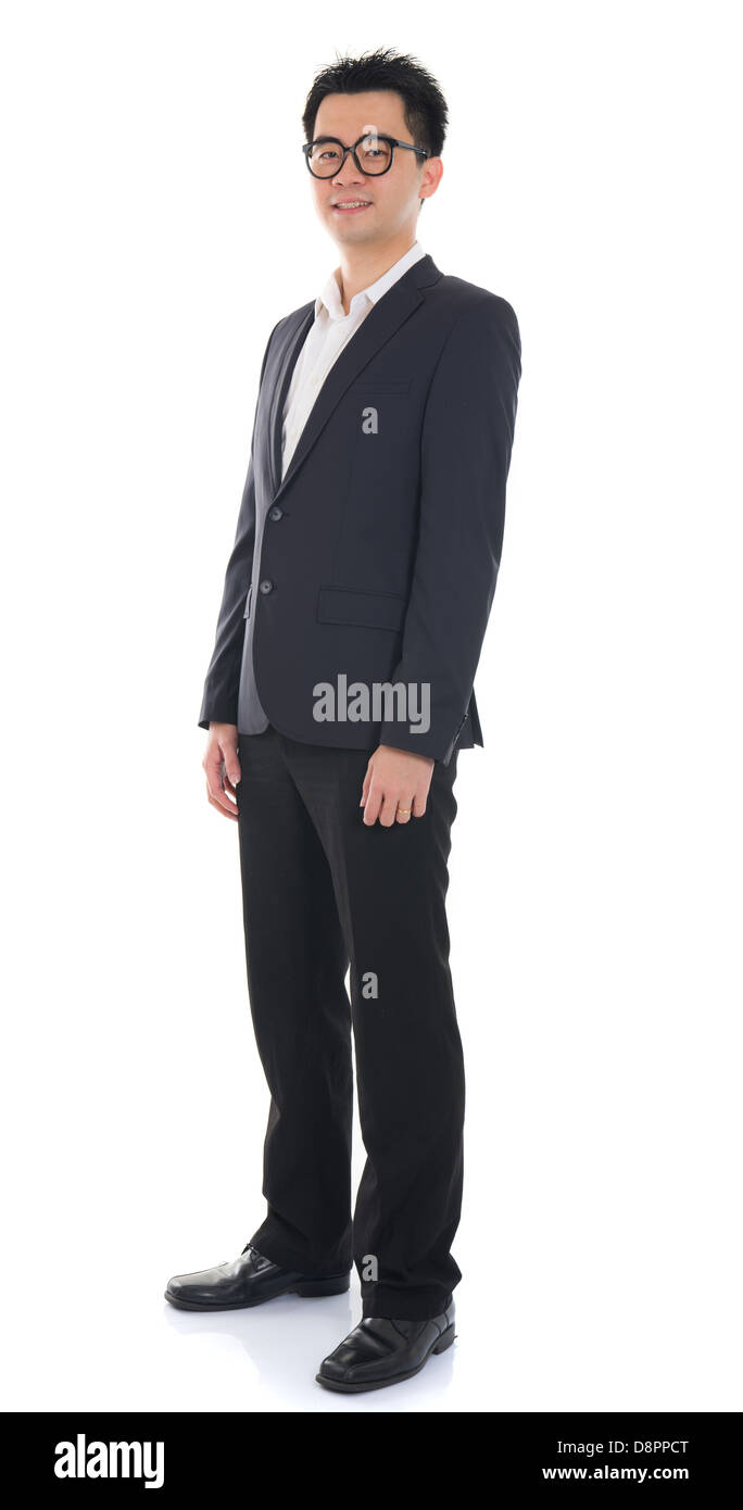 Chinese male full length with coat on isolated white background Stock ...
