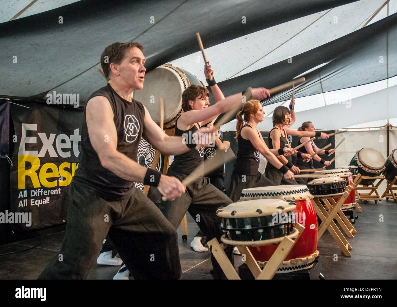 Kagemusha Taiko performing on day 2 of the Exeter Respect Festival 2013 ...