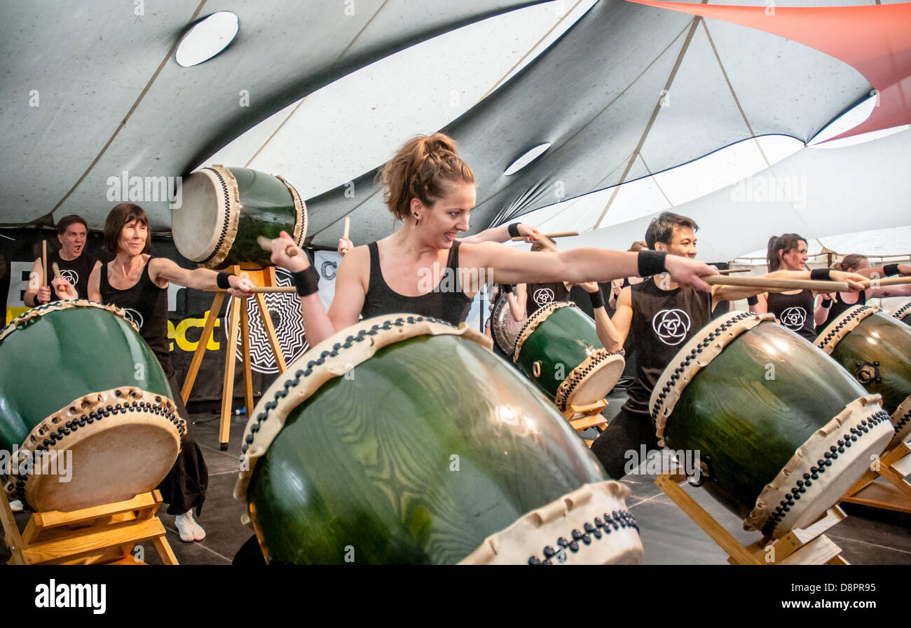 Kagemusha Taiko performing on day 2 of the Exeter Respect Festival 2013 ...