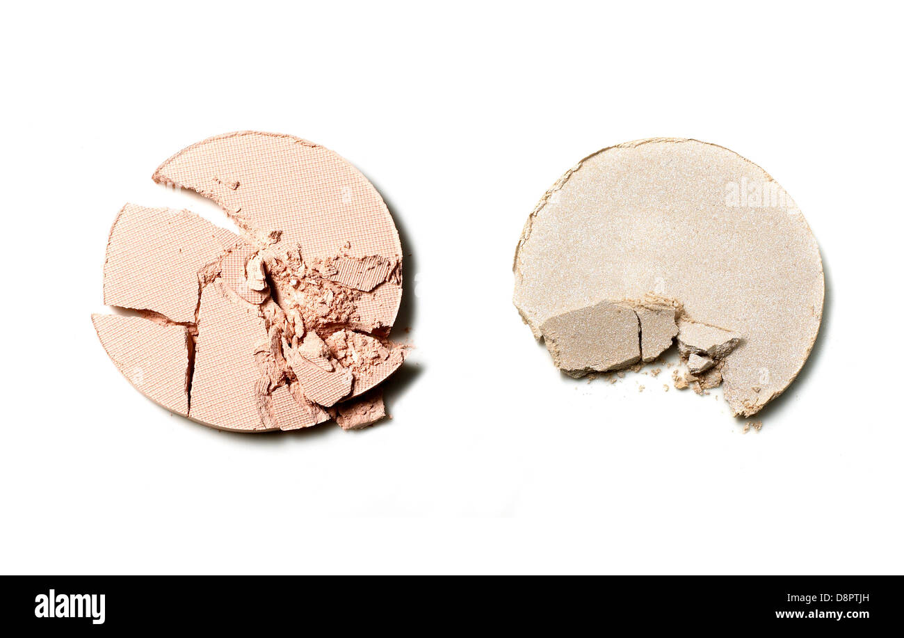 Crushed makeup compact powder cut out onto a white background Stock ...