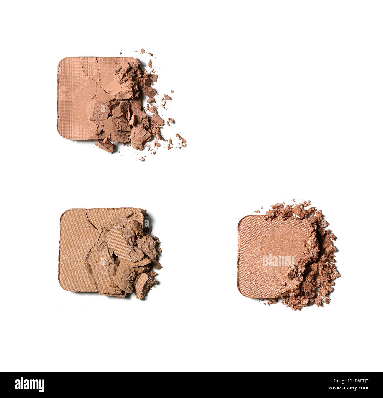 Crushed makeup compact powder cut out onto a white background Stock ...