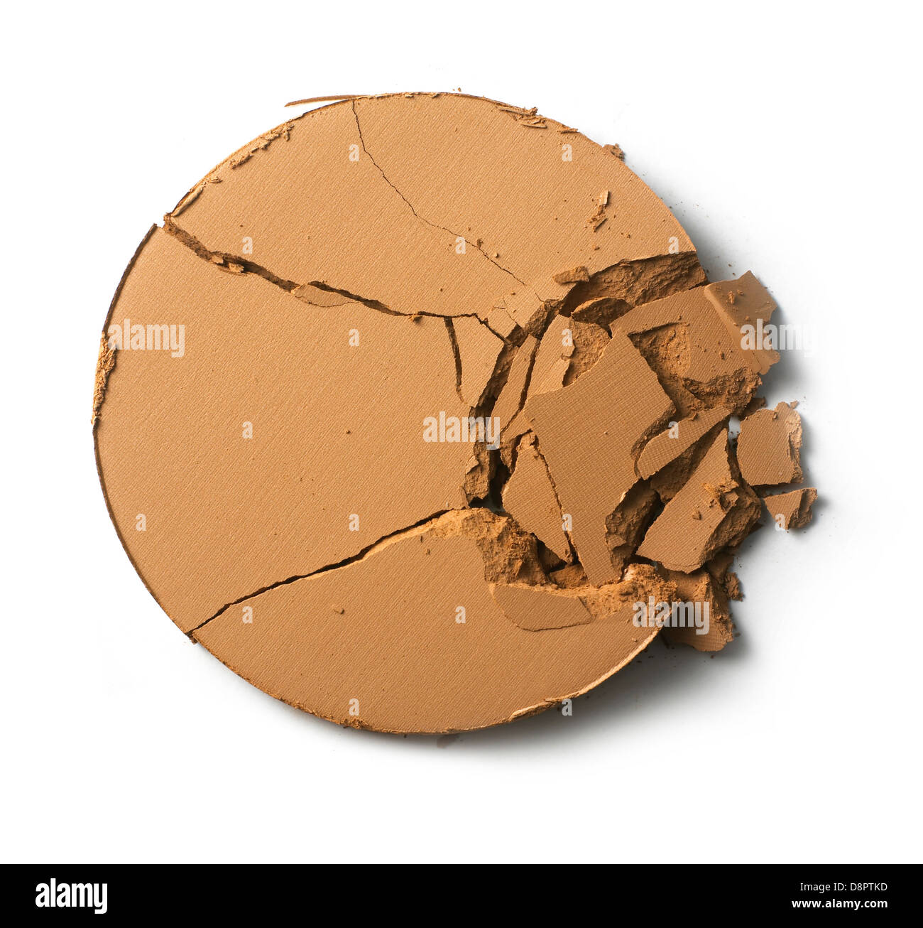 Crushed makeup compact powder cut out onto a white background Stock ...