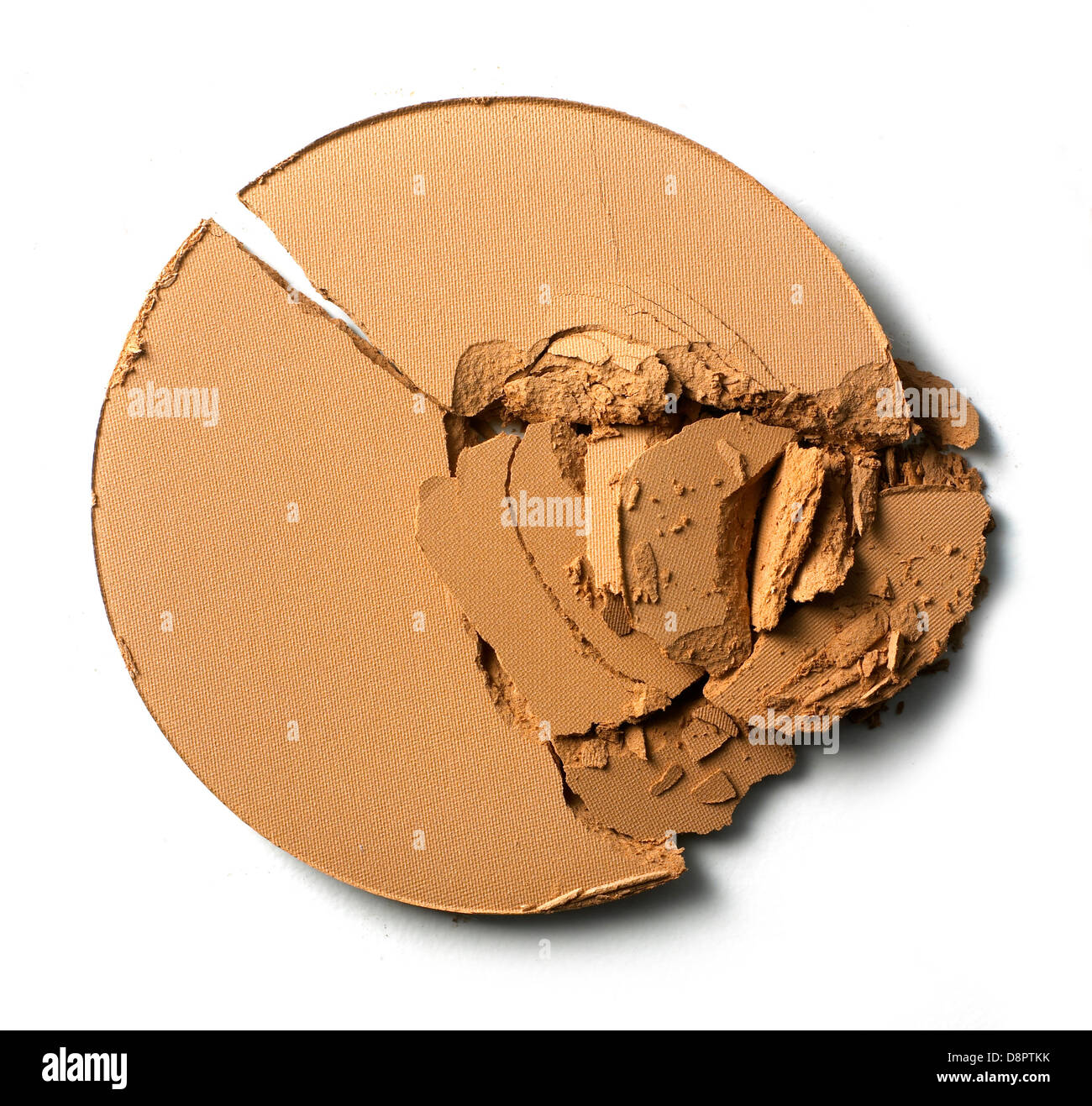 Crushed makeup compact powder cut out onto a white background Stock ...