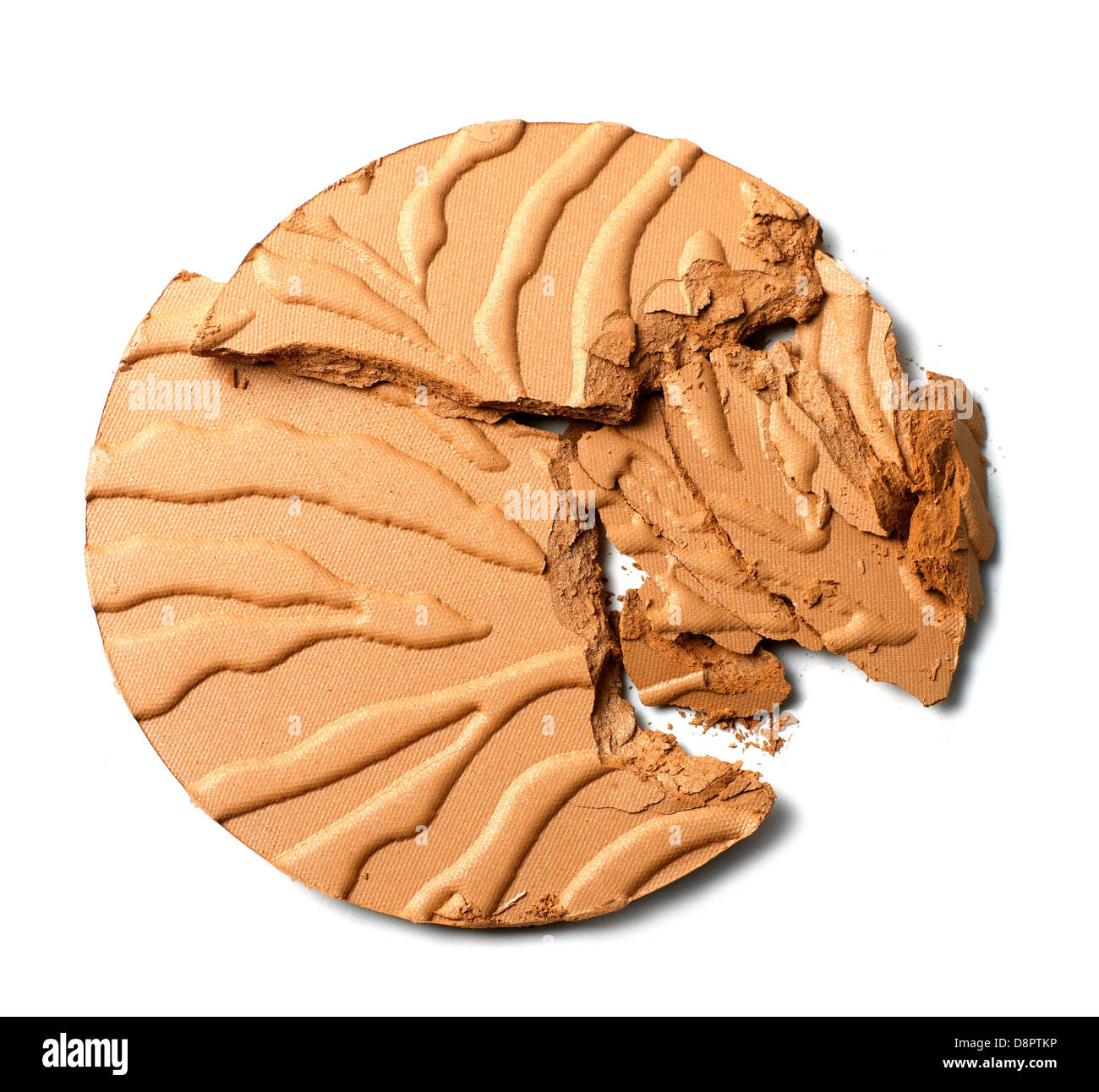 Crushed makeup compact powder cut out onto a white background Stock ...