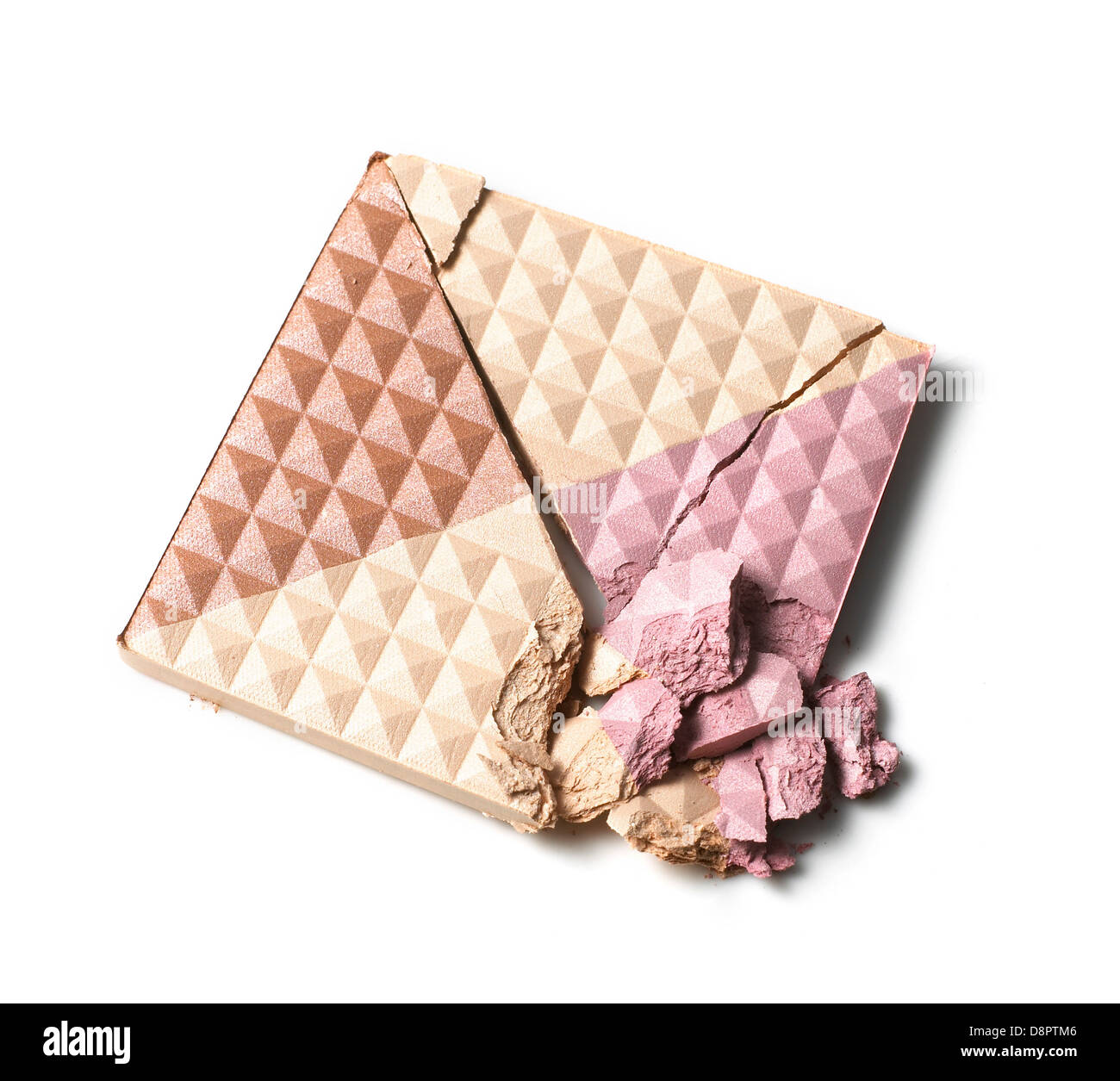 Crushed makeup compact powder cut out onto a white background Stock ...