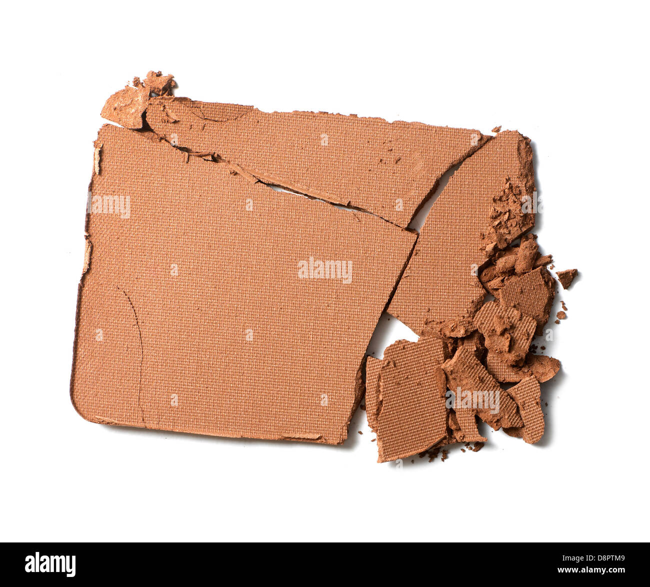 Crushed makeup compact powder cut out onto a white background Stock ...