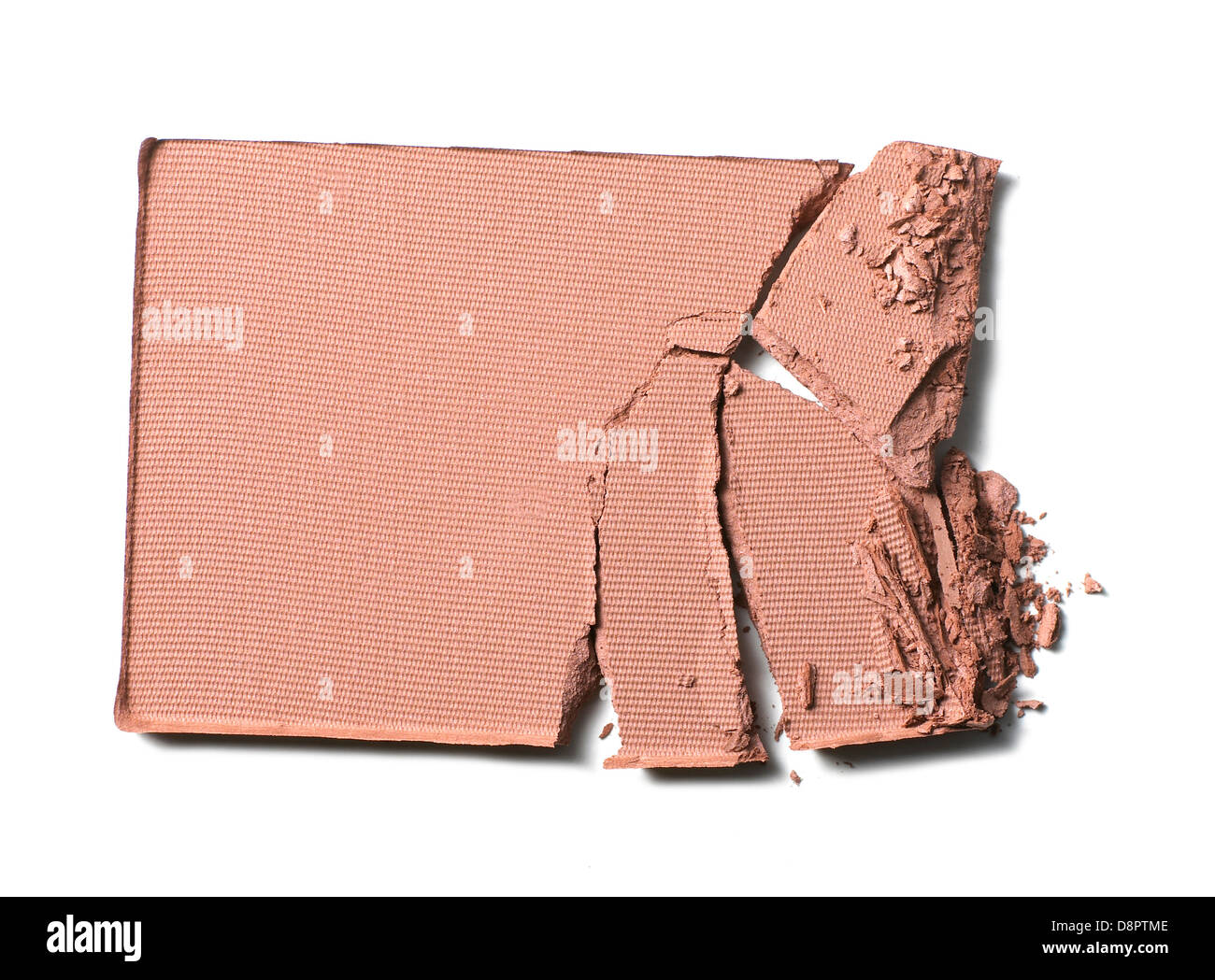 Crushed makeup compact powder cut out onto a white background Stock ...