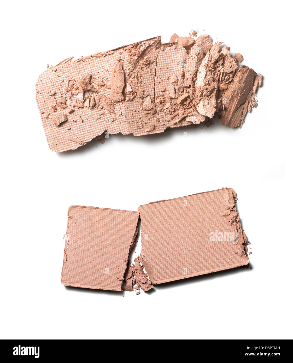 Crushed makeup compact powder cut out onto a white background Stock ...