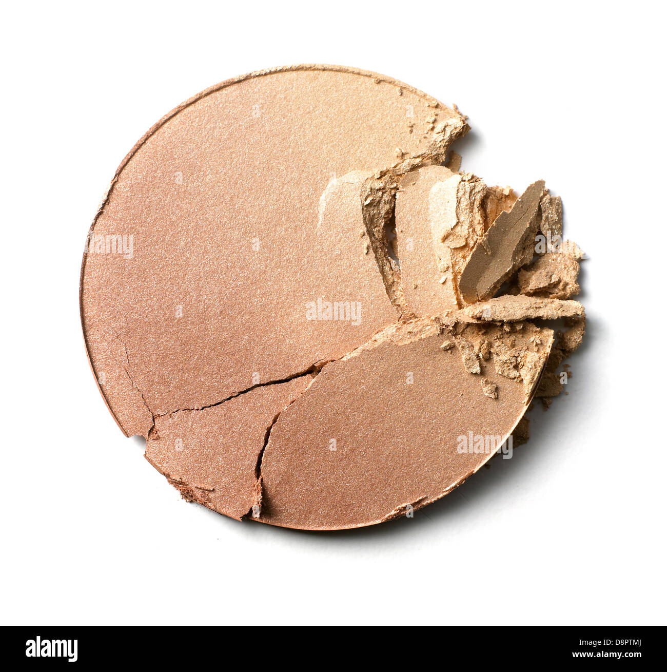 Crushed makeup compact powder cut out onto a white background Stock ...