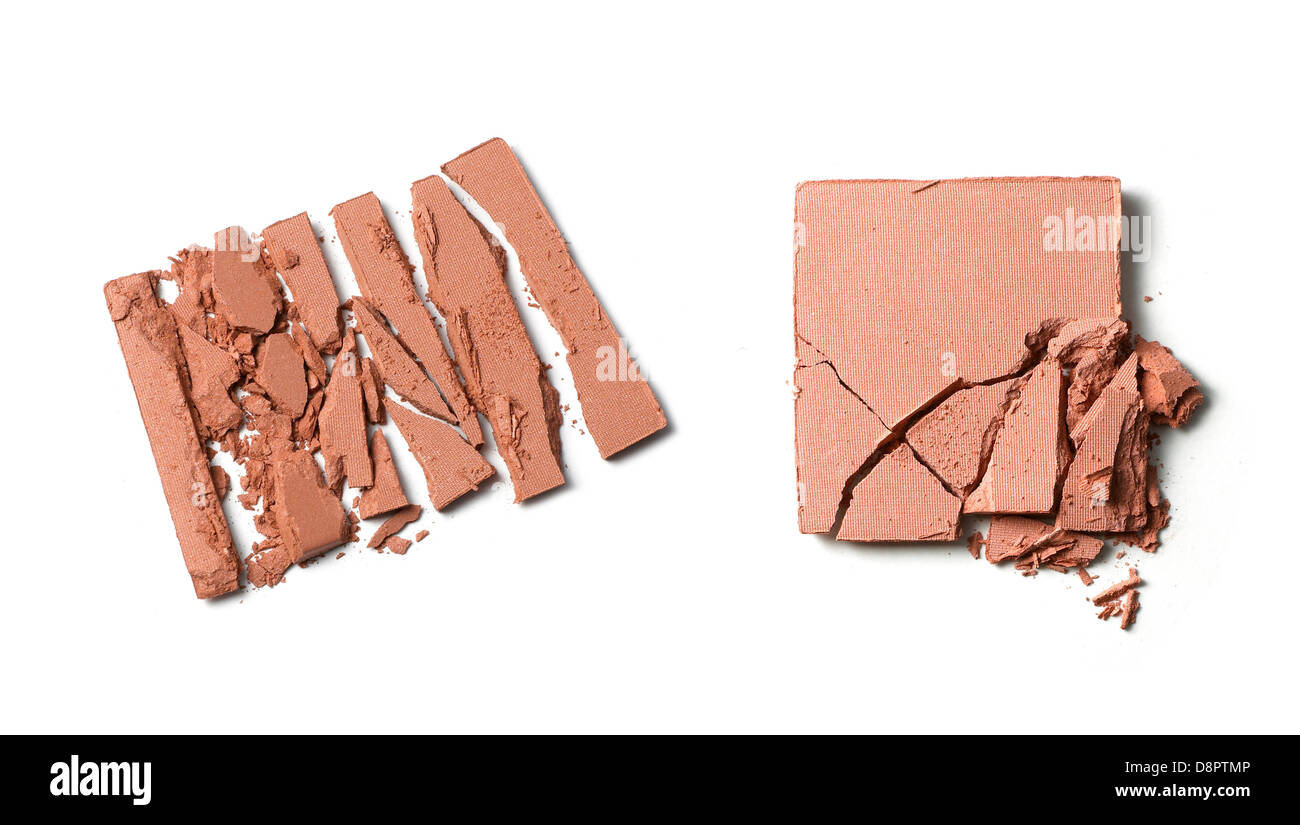 Crushed makeup compact powder cut out onto a white background Stock ...