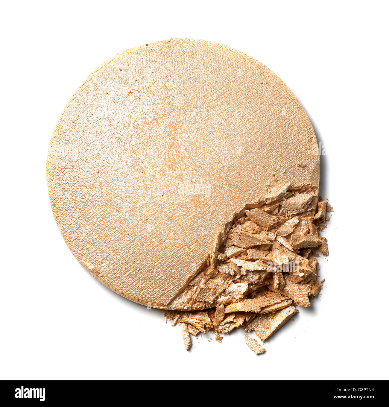 Crushed makeup compact powder cut out onto a white background Stock ...