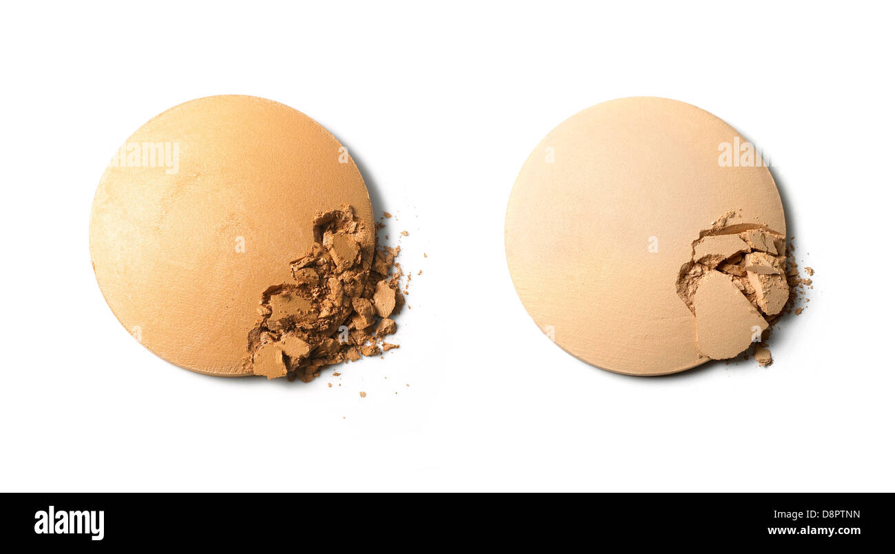 Crushed makeup compact powder cut out onto a white background Stock ...