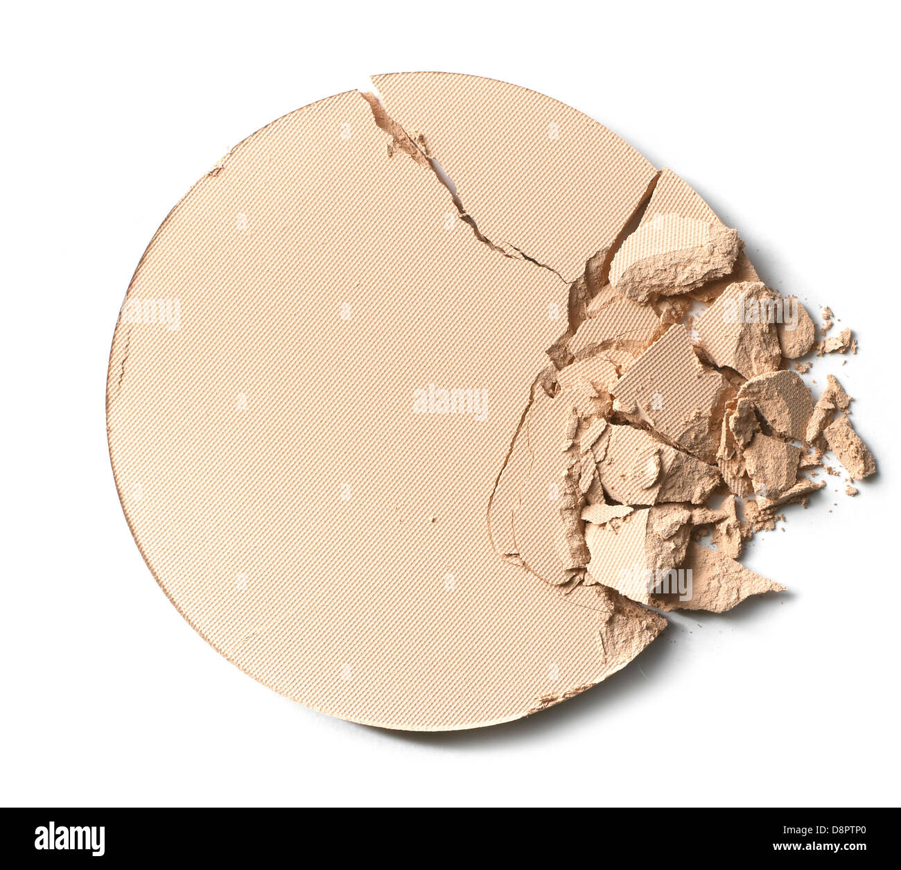 Crushed makeup compact powder cut out onto a white background Stock ...