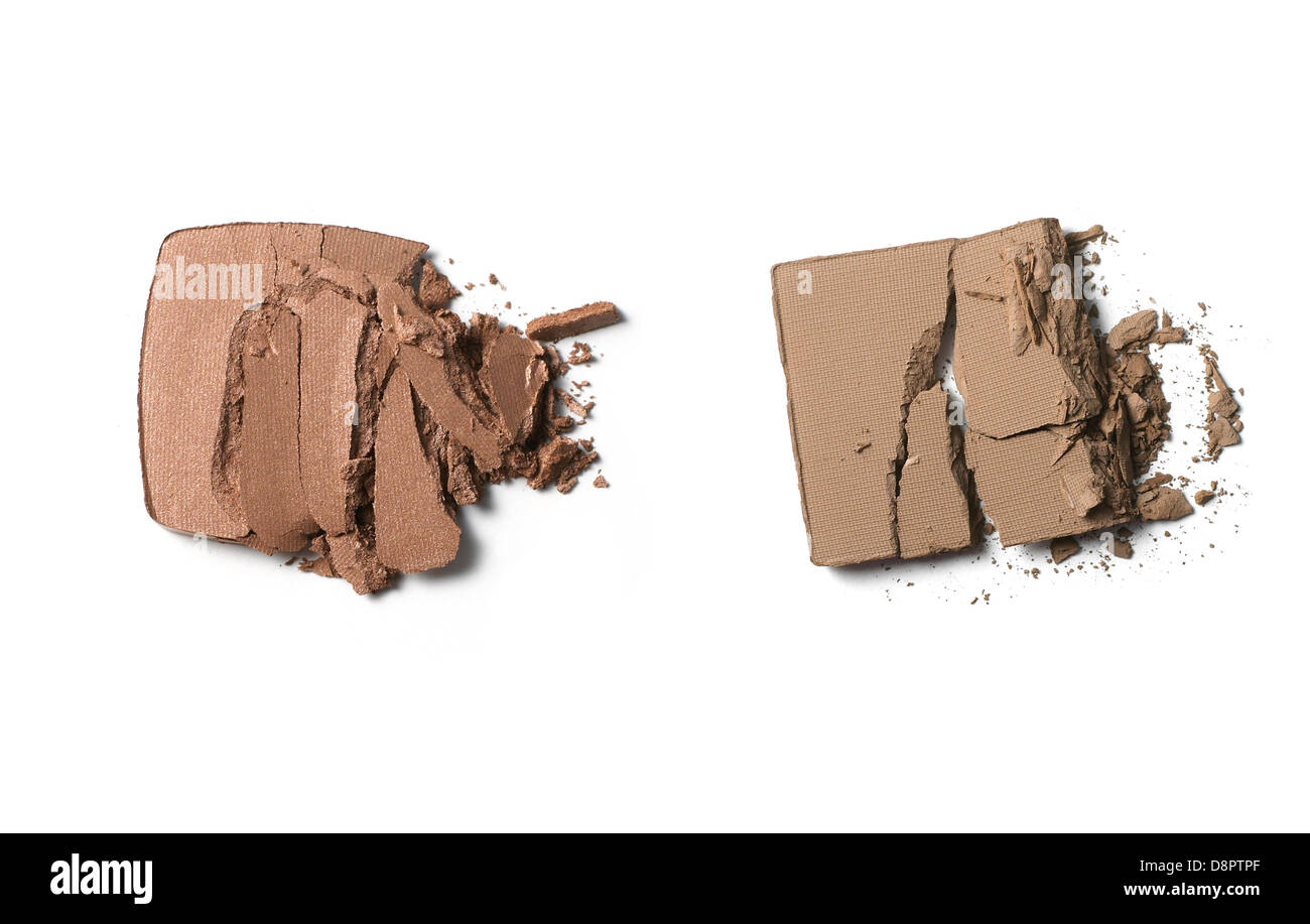 Crushed makeup compact powder cut out onto a white background Stock ...