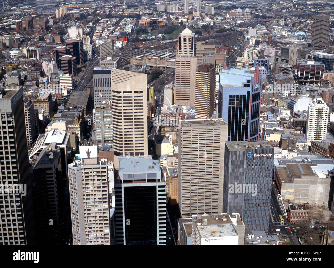 Elevated city centre view from Centre Point Tower, Sydney, New South ...