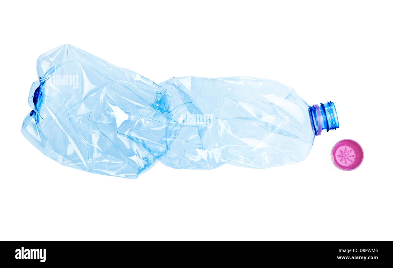 crumpled plastic bottle isolated on white background with clipping path ...