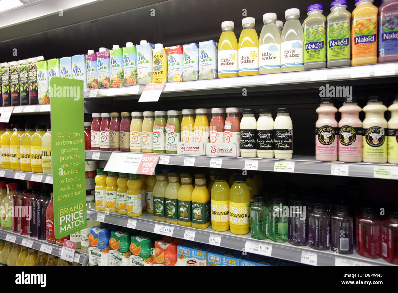 Produce aisles at the Waitrose Superstore in Cowbridge, Wales UK Stock ...
