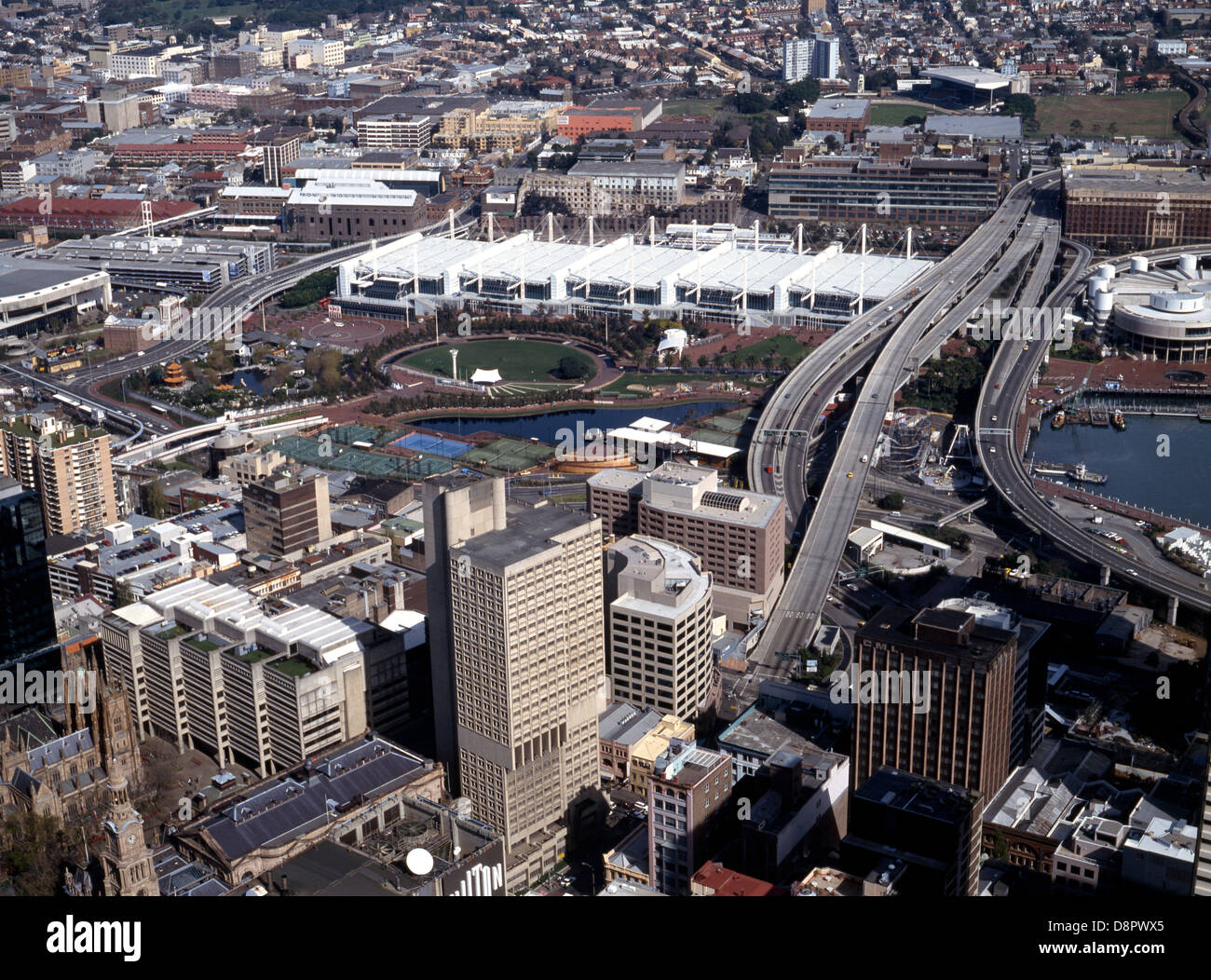 Aerial view of city centre from Centre Point Tower, Sydney, New South ...