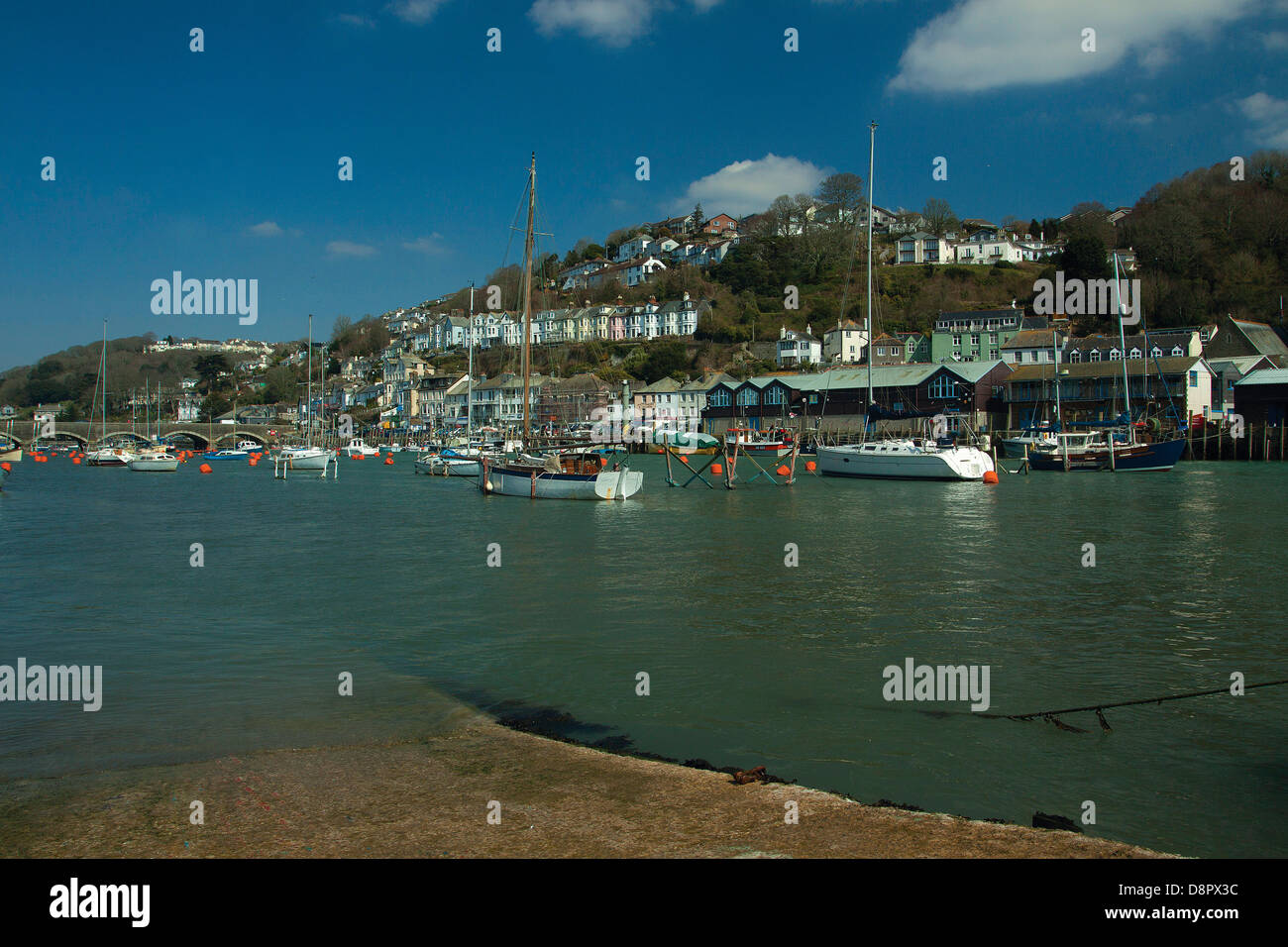 East Looe and the River Looe from West Looe, Looe, Cornwall Stock Photo ...