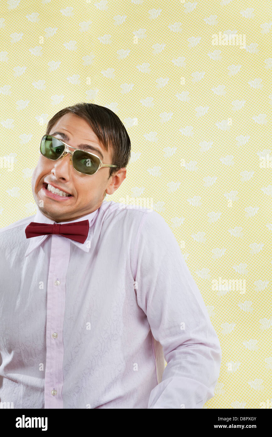 Geek Making Funny Face Stock Photo - Alamy