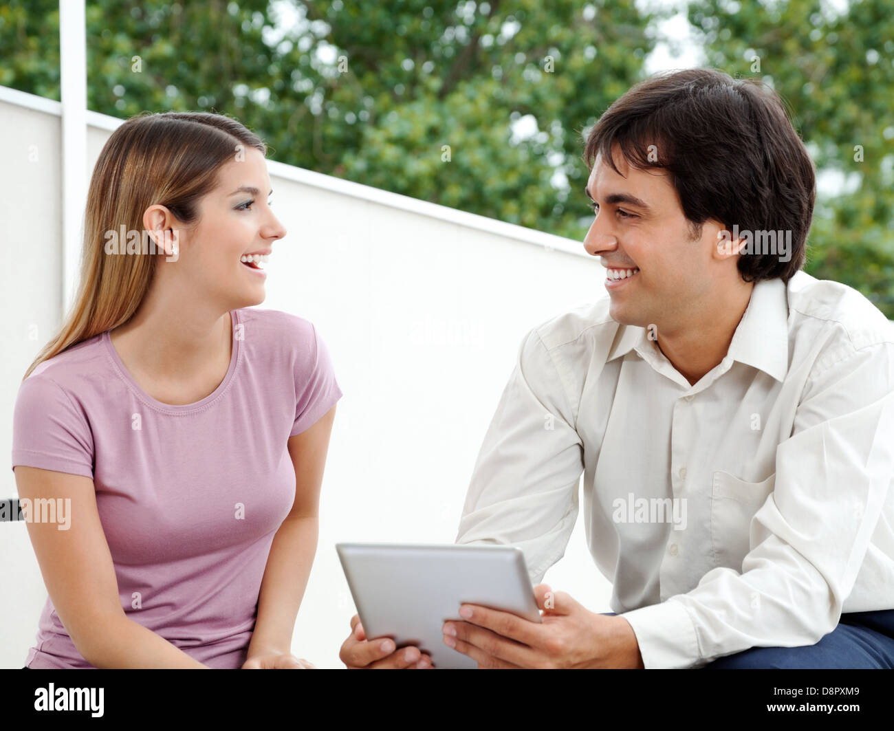 Man And Woman Smiling Stock Photo - Alamy
