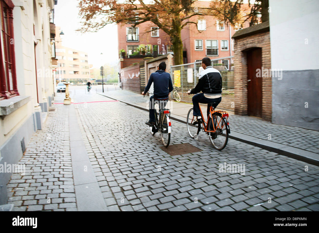 cycling, road, cobblestone pavement, man, men, Breda, Netherlands on ...