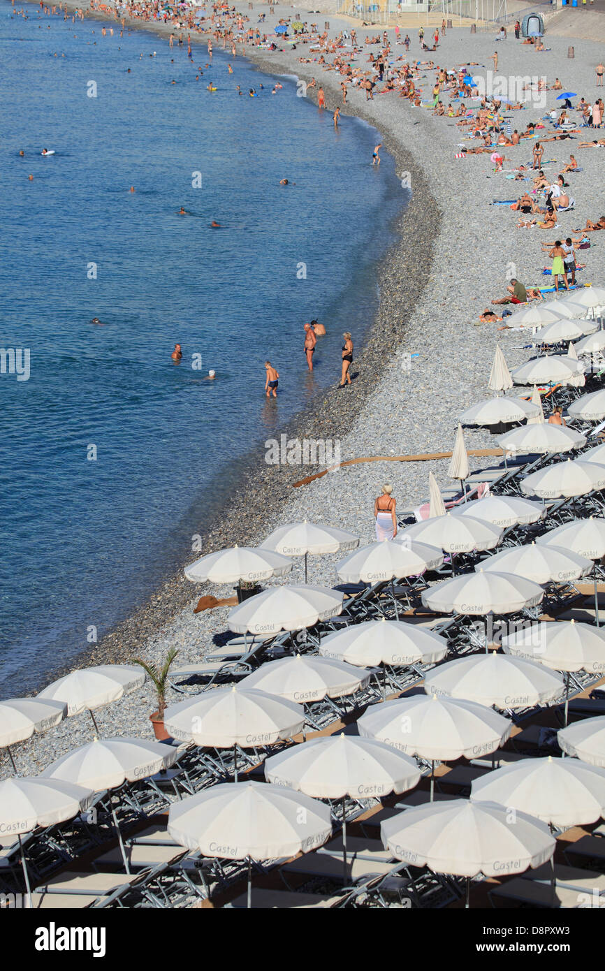 The beach of Nice in summer, French Riviera, France Stock Photo - Alamy