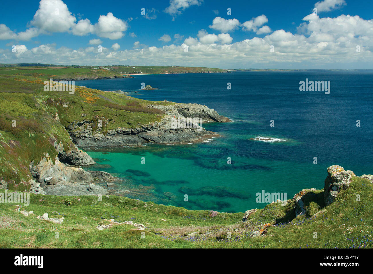 Looking towards the Lizard Peninsula from Piskies Cove near ...