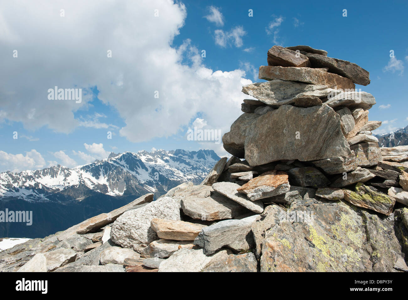Rocks stacked on mountain top Stock Photo - Alamy