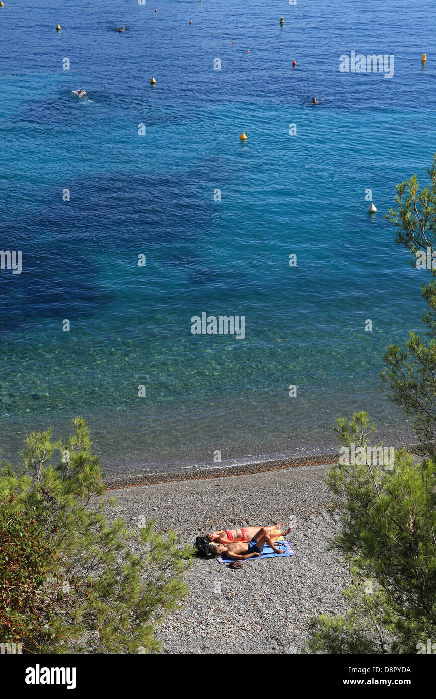 The beach of the Cap Ferrat, French Riviera Stock Photo - Alamy