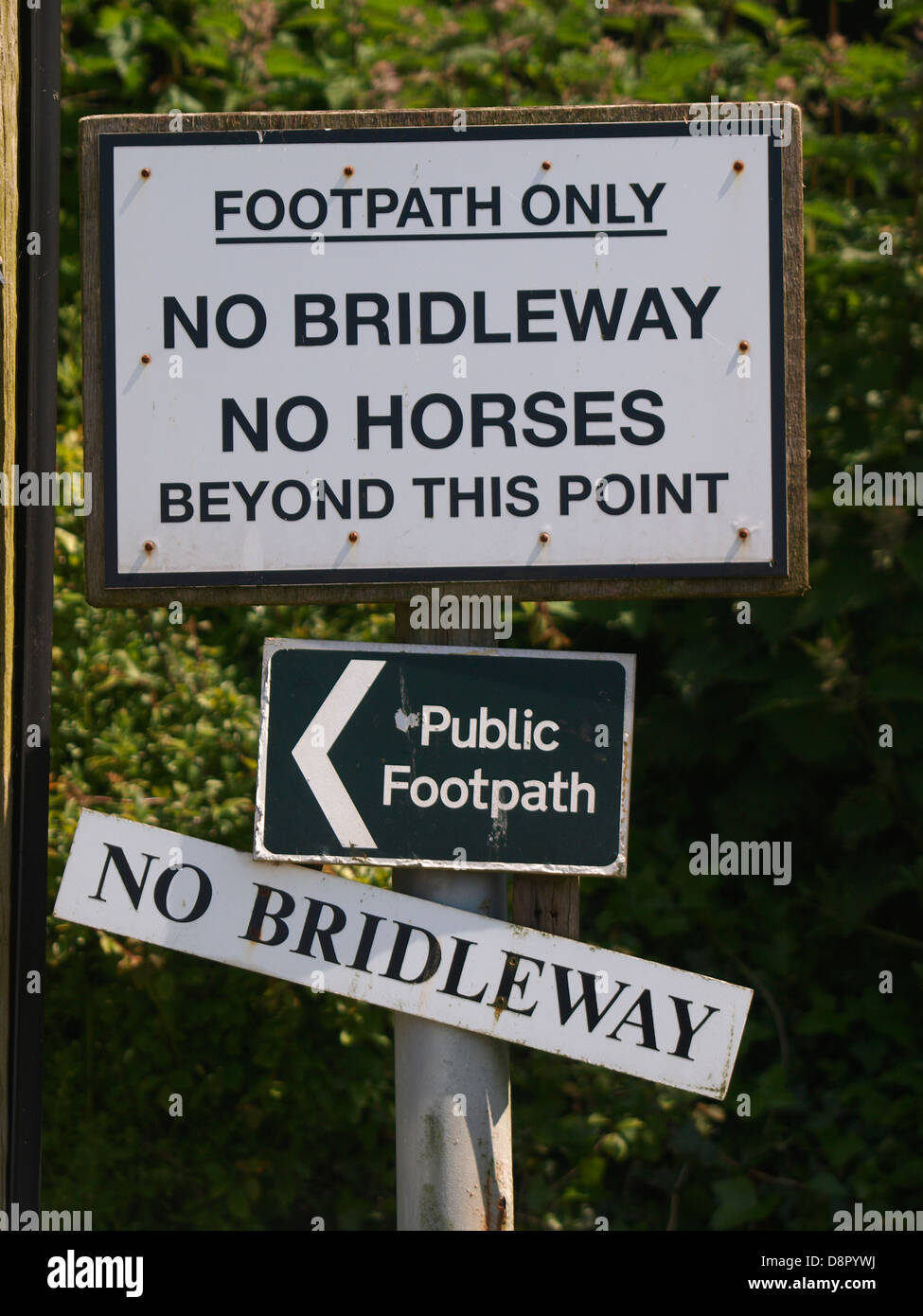 Public footpath, No bridleway signs, UK 2013 Stock Photo - Alamy