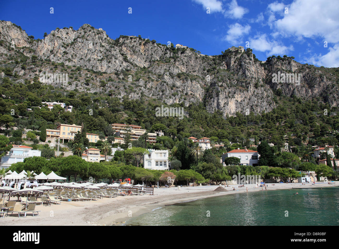 The Cap d'Ail beach called la Petite Afrique, French Riviera, France ...
